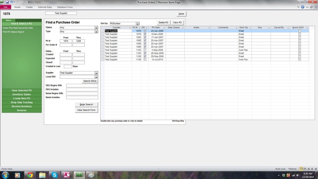 Expanded Purchase Order Screen | Barney Stone Software
