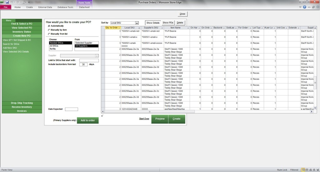 Expanded Purchase Order Screen | Barney Stone Software